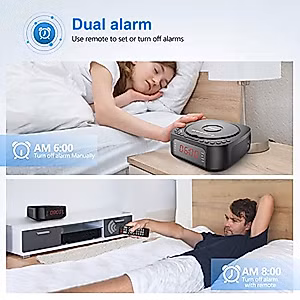 Kuephom CD Players for Home with Alarm Clock,Boombox CD Player with Bluetooth and Radio,DVD Players for TV,USB Ports for Playing and Charging,RCA ouput displaying Video and Picture,with Remote