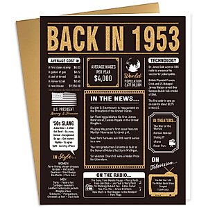Ogeby Funny 71th Birthday Gifts for Women Men, Jumbo 71th Birthday Card for Dad Mom Grandma, Gifts for 71 Year Old Woman, Happy Back in 1953 Birthday Cards Gifts