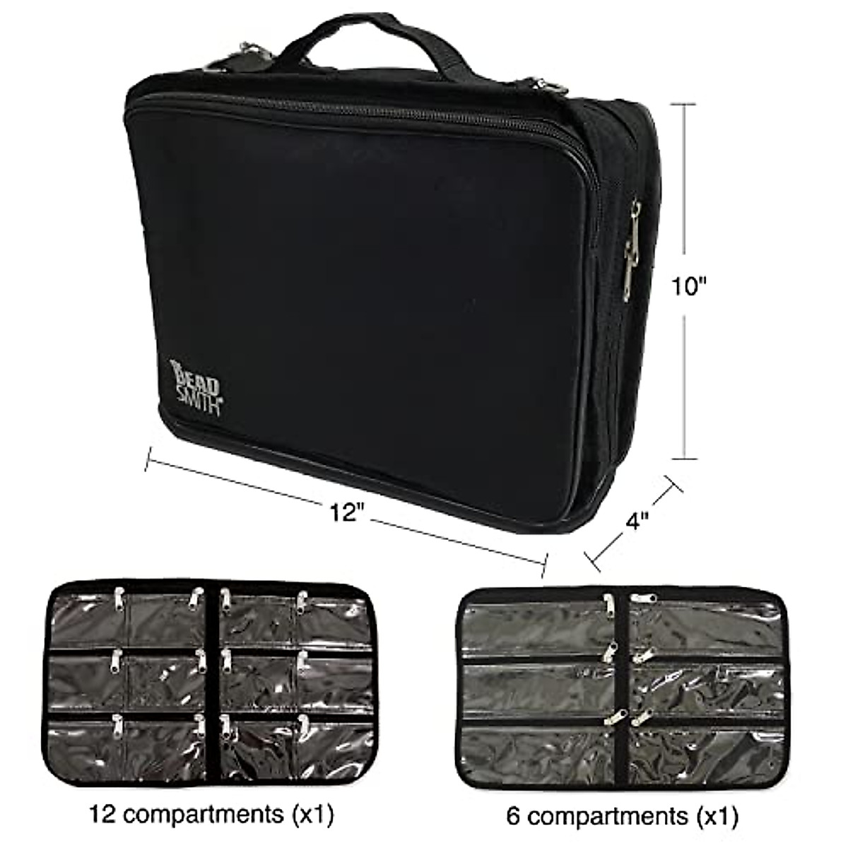 The Beadsmith Crafter’s Tote – 12 x 15 Inches – Carrying Case with Shoulder Strap – Removable Zippered Pocket Pages – Ideal Storage for Arts & Crafts, Travel, Toiletries and Makeup