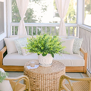 Dehoxara Artificial Boxwood 6 Bundles, Artificial Greenery Stems Fake Outdoor Plants UV Resistant No Fade Desk Plant for Home Office Bathroom Garden Porch Hanging Planter Window Box Decorating