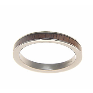 Arthur's Jewelry Genuine inlay Hawaiian koa wood wedding band ring titanium 3mm size 8.5
