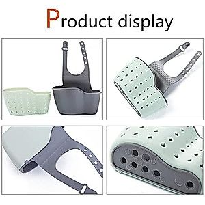 TANYIONE Kitchen Sink Shelf,Ajustable Strap Faucet Caddy with Drain Holes for Drying,Hanging Silicone Storage Holder for Sponge,Brush,Soap and Towel(2 Pack)