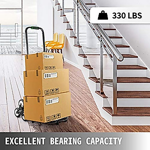 VEVOR Stair Climbing Cart 330lbs Capacity, Portable Folding Trolley with 6 Wheels, Stair Climber Hand Truck with Adjustable Handle for Pulling, All Terrain Heavy Duty Dolly Cart for Stairs