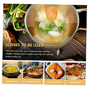 Tofficu 1 Set Ramen Pot Stainless Steel Saucepan Korean Ramen Stainless Steel Sauce Pan with Lid Instant Noodle Pot Ramen Cooking Pot Korean Ramen Dish Stock Pot Korean Noodle Pot Hot Pot