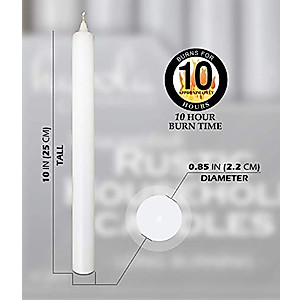 Hyoola 10 Inch Dinner Candles - 12 Pack - White Tall Candles - Unscented Rustic Candles - Long Burning Candle Sticks