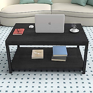 YSSOA Storage Shelf for Living Room and Office, Easy Assembly, Black (Home Coffee Table), 31x20x16 inch