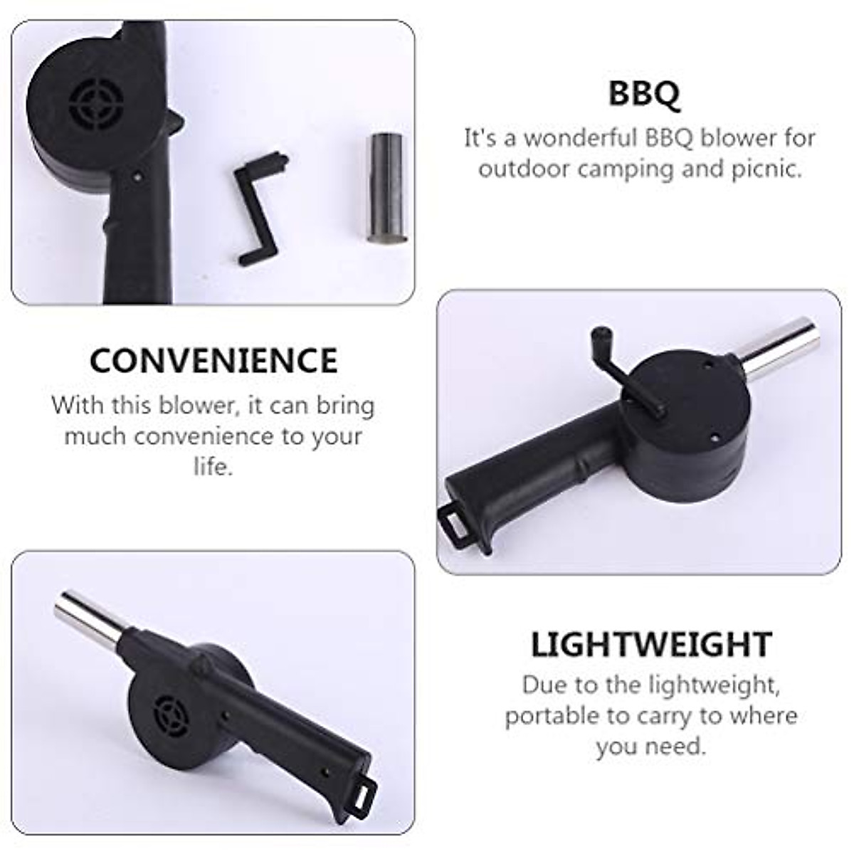 Hemoton 2pcs Bbq Air Blower Fast Fire Starter Manual Air Blower Hand Crank Bbq Fan Outdoor Camping Grills Accessories Tools