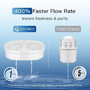 FACHIOO Water Filter Pitcher, 200-Gallons Long-Life 10-Cup Pitcher with 1 Filter, 5X Times Lifetime, Reduces PFAS, PFOA/PFOS, Fluoride, Chlorine, Rust, Microplastics, BPA Free, Clear, Lasts 3 Months