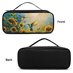 Sepetwhos Hummingbirs Sunflower Stethoscope Case Lightweight Protective Stethoscope Case with Mesh Pockets Shockproof Hard Organizer Storage Bag Medical Assistant Accessories
