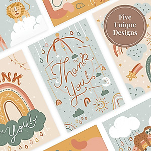 Rileys Baby Shower Thank You Cards Assortment, 50-Count | Hand-Illustrated 5 Designs, Baby Shower Thank You Cards with Envelopes, Thank You Cards Baby Shower Bulk Variety Pack (Nature)