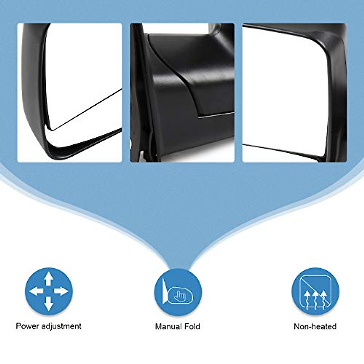ECCPP Driver Side Mirrors, Left Rear View Mirrors fit 2003-2013 For Ford E-150 E-250 2004-2013 For Ford E-350 E-450 Super Duty E-450 Econoline Black Manual Folding