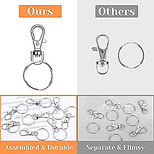 Keychain Rings for Crafts, Audab 50 Sets Assembled Key Chains Rings Keychain Hardware Key Rings for Key Chains, Crafts and Lanyards