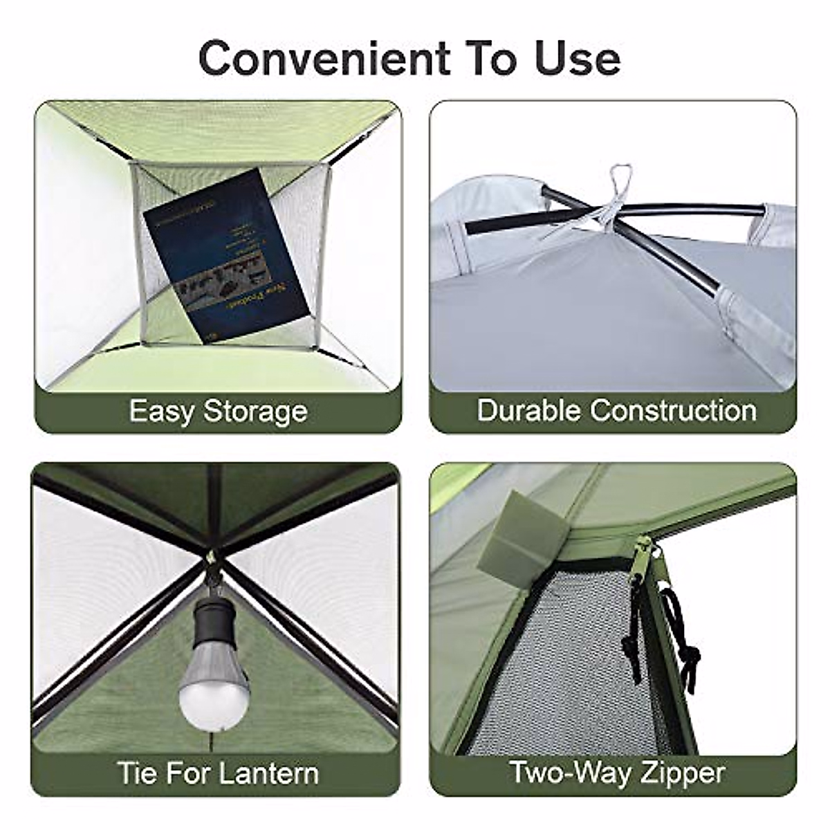 ALPHA CAMP 3/4 Person Camping Dome Tent with Carry Bag, Lightweight Waterproof Portable Backpacking Tent for Outdoor Camping/Hiking - 7' x 8' Green