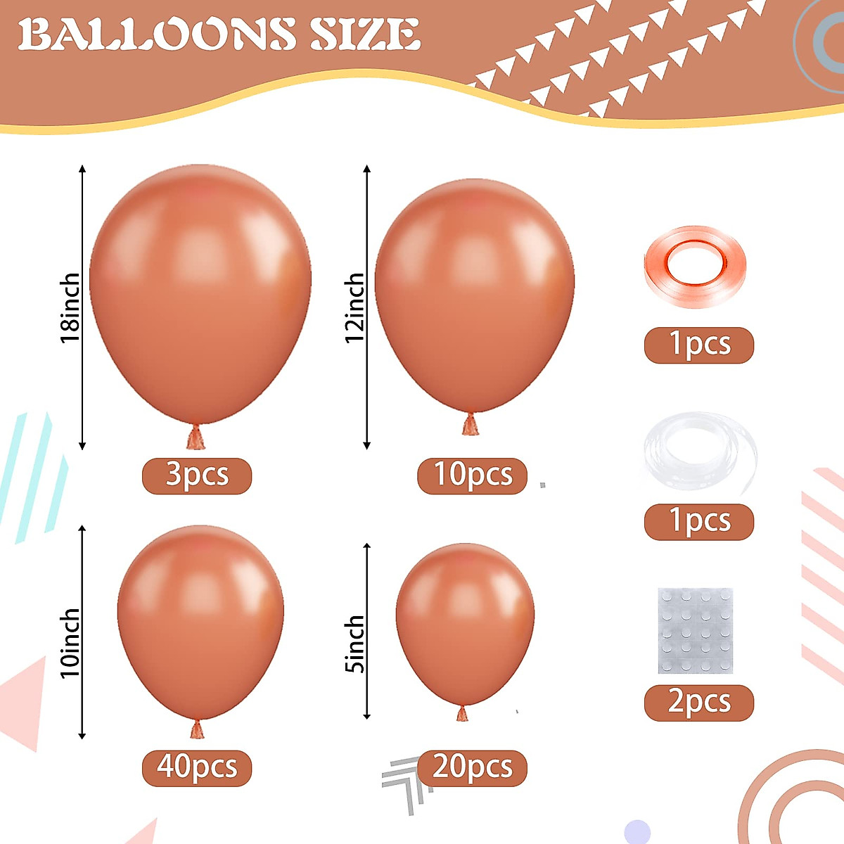 Orange Balloons, Retro Orange Garland Arch Kit, Round Shape Plain Party Balloons Pack, Orange Balloons Garland Kit for Kids Girls Birthday Wedding Baby Shower Festival Party Decorations