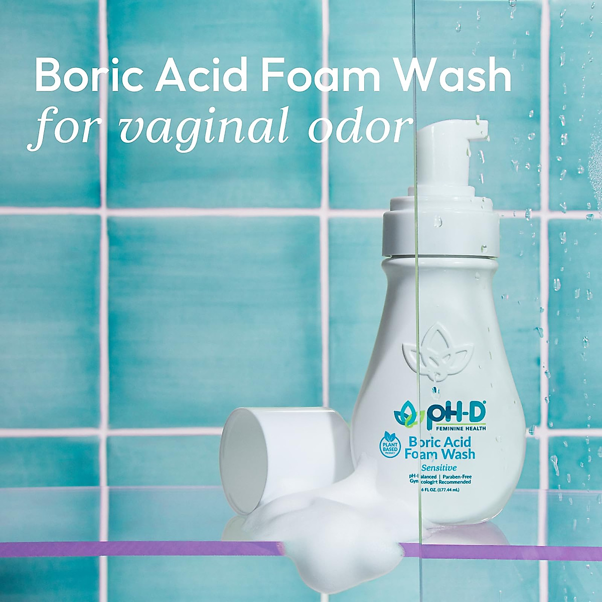 pH-D Feminine Health - Boric Acid Foam Wash - pH-Balanced, Paraben-Free, and Plant-based (Sensitive, 6 Fl Oz (Pack of 1))