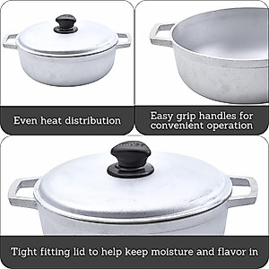 IMUSA USA GAU-80503 2.6Qt Traditional Colombian Caldero (Dutch Oven) for Cooking and Serving, Silver