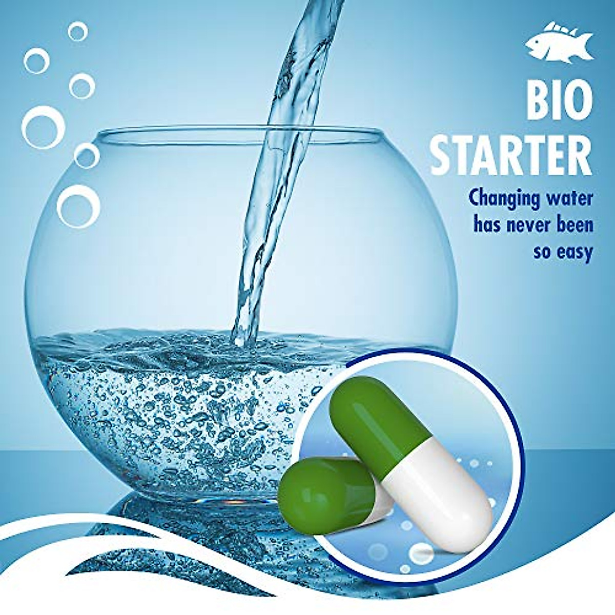 Bio Starter Aquarium Booster Fish Tank Water Cleaner Digester of Excess nutrients Makes Water Healthy Reduces The Amount of Nitrite and Ammonia Reduces The Need for Aquarium Cleaning, 10 caps.,1/4 oz