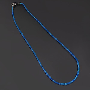 A&M Smooth Opal Rondelle Beaded Necklaces, Blue Opal Bead Jewelry, Handmade Gift Idea, 925 Silver Necklace, Statement Necklace Jewelry, Blue Opal Women Necklace