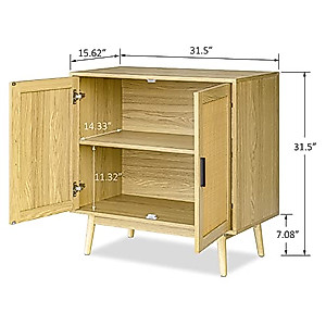 Mufico Buffet Sideboard Cabinet,Rattan Storage Cabinets with Door and Shelves, Accent Console Coffee Bar for Bar, Dining Room, Hallway, Cupboard Living Room