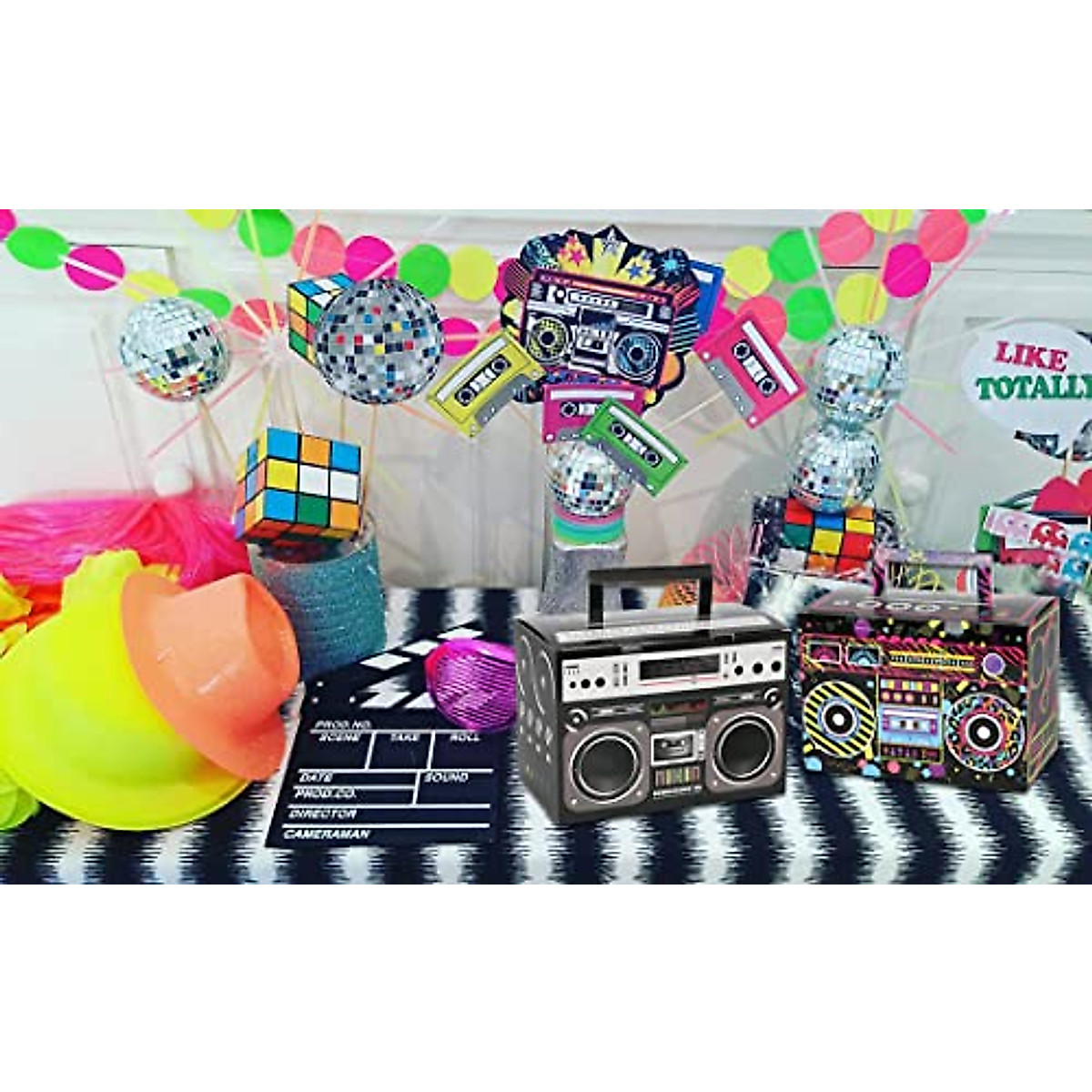 80s Party Favor Treat Boxes 24 PCS Novelty Boom Box Gift Boxes Retro Radio Mixed Color Candy Goodies Box for Retro 1980s Theme Hip Hop Music Party Supplies