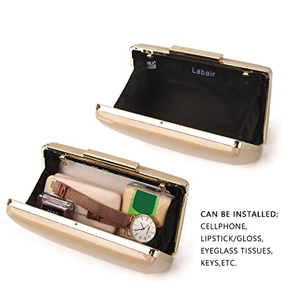 Labair Women Evening Bag Patent Leather Clutch Wedding Clutch Formal Party Purse.(Nude)