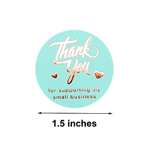 NSWDYLO Thank You Stickers, 500pcs Customized Round Labels with 4 Designs, Blue & Gold Foil, Business Gift Packaging Decoration, 1.5" Diameter