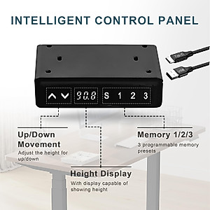Fromann Electric 3 Tier Legs Dual Motor Desk Base Handset with USB A and C Ports - Sit Stand up Standing Height Adjustable Desk Frame for Home and Office AKB01