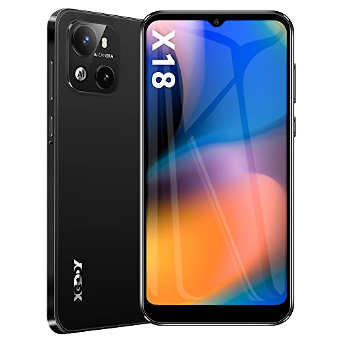 Xgody X18 4G Unlocked Phones, 6.3 Inch IPS Screen Smartphones, Android 10 OS Dual SIM Cheap Cell Phone, Quad Core 2GB+16GB, Dual 5MP+8MP Camera, 4000mAh Battery, Face ID Smart Phone (Black)