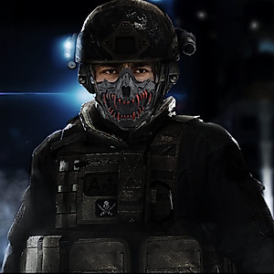 Yzpacc Airsoft Half Face Skull Masks Tactical Face Protection Mesh Mask for Halloween Paintball CS Hunting