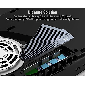 ElecGear PS5 NVMe SSD Heatsink, EL-P5C Heat Pipe + Solid Aluminum Cooler for PlayStation 5 Internal PCIe M.2 NVMe 4.0 Gen4 Gaming Memory, Thermal Pads and Re-Designed SSD Mounting Post Kit