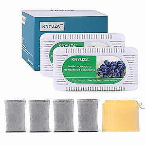 Refrigerator Deodorizer (10-Piece Set Includes Refills) - Fridge odor absorber, Activated Charcoal for Refrigerator deodorizer odor eliminator