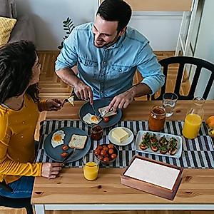 Acacia Guest Towel Napkin Holder 10x6", Paper Hand Towels Tray Holds Paper & Cloth Linen Napkin on Table, Kitchen Counter, Bathroom - Durable, Natural, Dark Stained Organizer for Party, Wedding, Event
