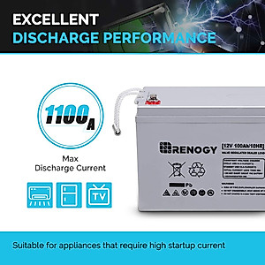 Renogy Deep Cycle AGM Battery 12 Volt 100Ah for RV, Solar Marine and Off-grid Applications & Solar Panel Connector Assembly Tool