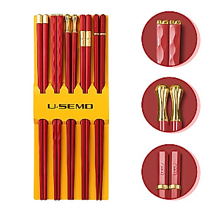 Homoyoyo Reusable Chopsticks 10 Pairs Chopsticks Hot Pot Fiberglass Household Chinese Gift