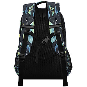 Teal Moth Butterfly Backpacks Travel Laptop Daypack School Book Bag for Men Women Teens Kids