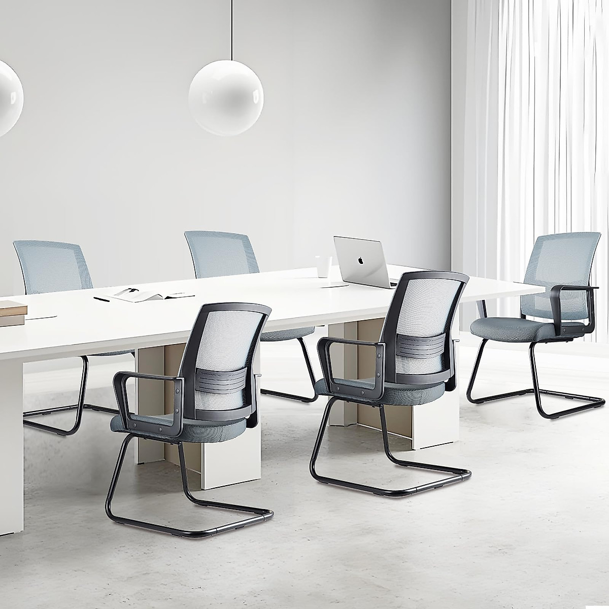 CLATINA Office Guest Chair with Lumbar Support and Mid Back Mesh Space Air Grid Series for Reception Conference Room 2 Pack