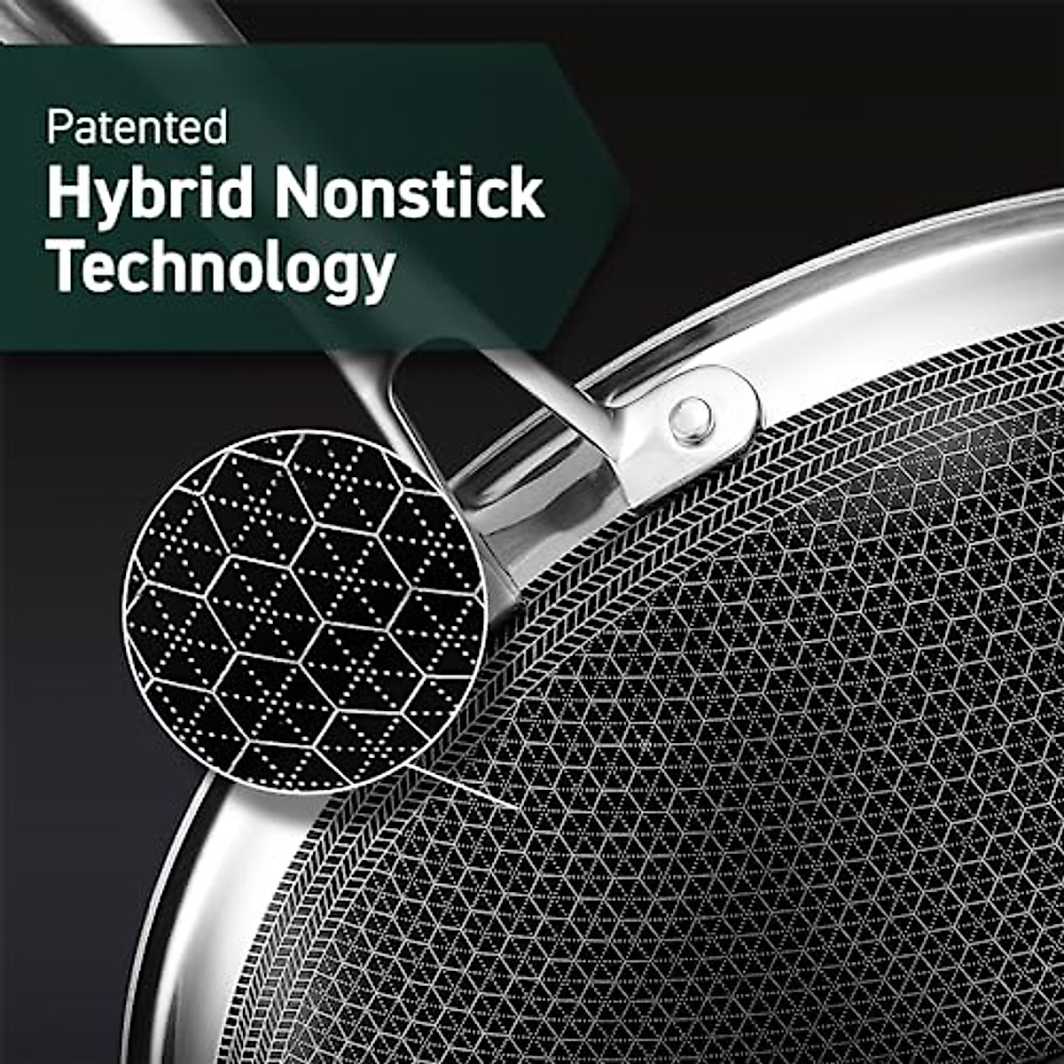 HexClad Hybrid Stainless Steel 10 Inch Wok Pan with Stay Cool Handle, Dishwasher and Oven Safe, Works with Induction, Ceramic, Non Stick, Electric, and Gas Cooktops