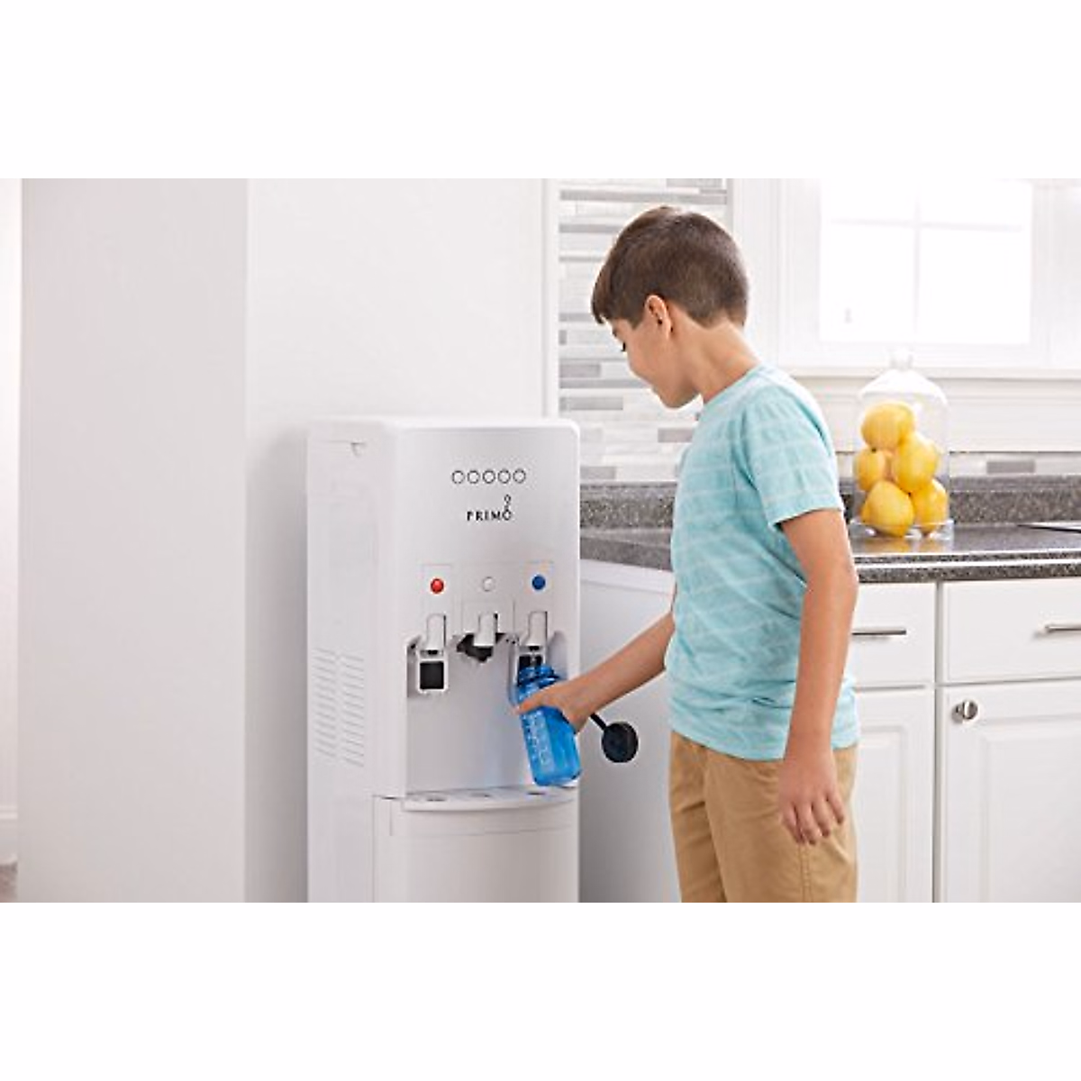 Primo hTRIO Water Dispenser with K-Cup Single Serve Coffee Brewing, Bottom-Loading 2 Temp (Hot & Cold) Water Cooler Water Dispenser for 5 Gallon Bottle, White