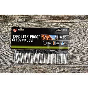 SE 1-3/4" x 9/16" Leak-Proof Glass Vial Set (12 PC.) - GB3-12