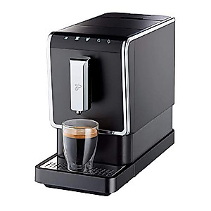 Tchibo Single Serve Coffee Maker Black - Automatic Espresso Coffee Machine with Induction Milk Frother for Rich, Creamy Froth - Built-in Bean Grinder, No Coffee Pods Needed
