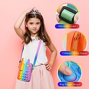 SURFACEPOP Large Unicorn Rainbow Pop it Purse | Back to School Pop it Purse for Girls | Jumbo Pop it Sensory Bag for Girls | Big Pop it Unicorn Girls Purse | Silicone Poppet with an Adjustable Strap