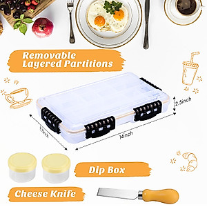 Menkxi Charcuterie Snackle Box, Waterproof Travel Charcuterie Containers Box with Lid Keeps Snacks Fresh Dry, Removable Dividers 24 Compartments, Ideal for the Boat, Beach, Picnics (Yellow)