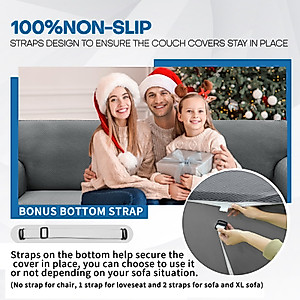 XINEAGE 2025 New 1 Piece Couch Covers for 2 Cushion (55"-69") Stretch Loveseat Sofa Cover Slipcover Jacquard Universal Furniture Protector with Elastic Bottom for Kids,Dog (Loveseat, Light Gray)