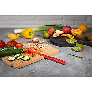 Kuhn Rikon COLORI+ Mixed Knife Set with Non-Stick Coating and Safety Sheaths, Set of 3, Green, Red and Dark Grey