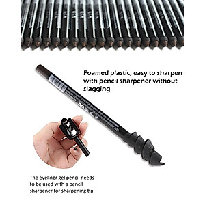 LYSdefeu Gel Eyeliner Pencil-Black Brown Waterproof Smudgeproof Matte Gel Eyeliner Pencil with Sharpener,Fadeproof Eye Liner Tattoo Eyeliner Pen for Women Cat Eye/Smoky Eye Makeup,Valentine's Day Gift