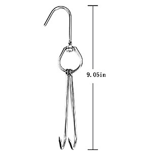 Setaria Viridis 3 PCS Double Meat Hooks Roast Duck Bacon Hams Shop Hook BBQ Grill Drying Hanger Cooking Tools Accessories for Peking Duck (Silver)