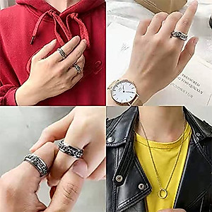 COLORFUL BLING 2 Pieces Rings Bottle Opener, Stainless Steel Beer Bottle Opener, Spinner Chain Thumb Finger Ring, Cool Creative Men Women Bottle Opener for Family Party Gift Supplies-silver10