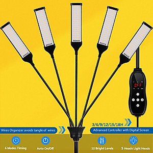 Aukphie Grow Lights for Indoor Plants, Full Spectrum led Grow Light with Stand, Auto On/Off Timing 3/6/9/12/15/18H & 10 Brightness Levels, Plant Light for Indoor Plants with 450 LEDs