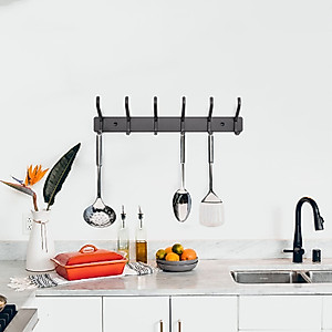 AJLTPA Coat Rack Wall Mount, Wall Coat Rack with 6 Hooks, Heavy Duty Metal Coat Hook Rail, Wall Hook Rack for Hanging Clothes, Jacket, Hat, Bedroom, Bathroom, Kitchen, Matt Black