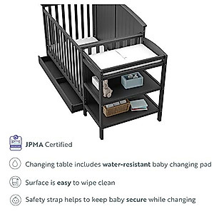 Storkcraft Steveston 5-in-1 Convertible Crib with Drawer (Gray) - Converts from Baby Crib to Toddler Bed, Daybed and Full-Size, Fits Standard Full-Size Crib Mattress, Adjustable Mattress Support Base
